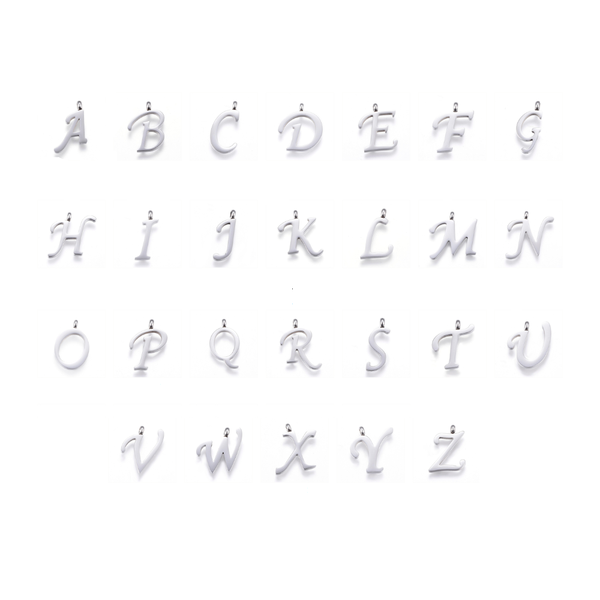 Small Letter Charms, Stainless Steel, Full Alphabet of 26 Letters ...