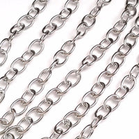 Flattened Link Stainless Steel Chain, 3.5x3mm, Open Link Rolo Cross Ch ...