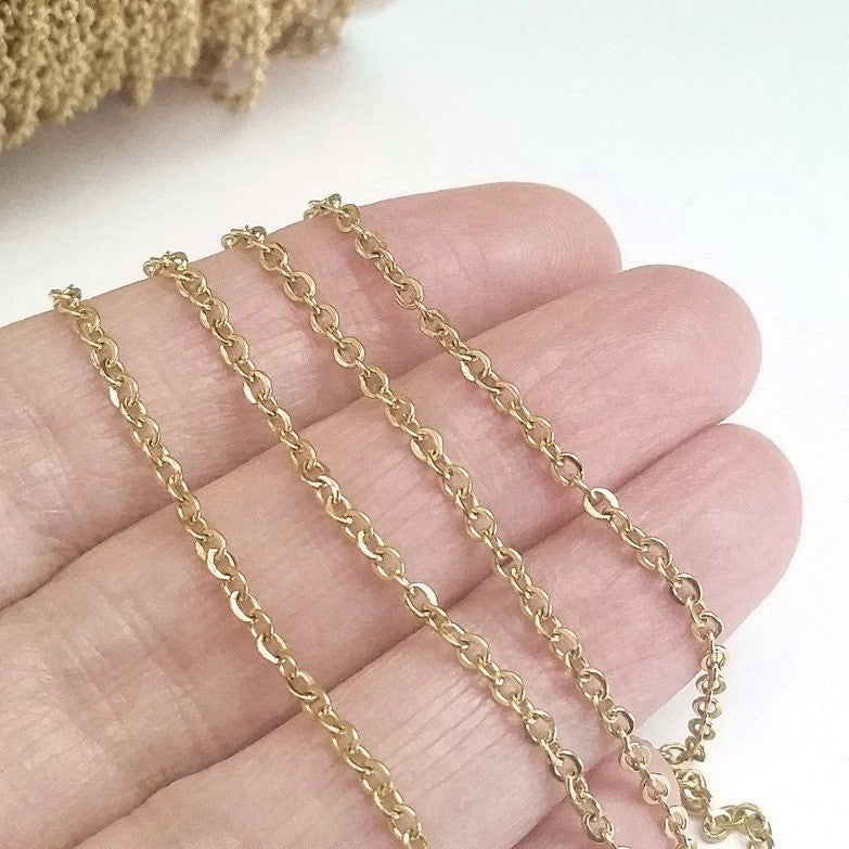 Gold Stainless Steel Fine Chain, 2x1.5mm Links, Soldered Closed, Bulk ...
