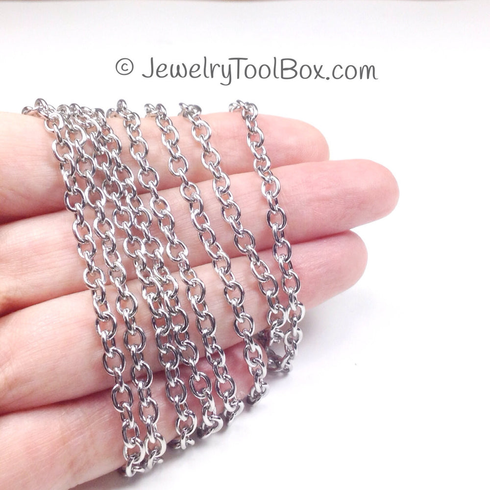Fine Chain, 3x2.5mm Flattened Oval Links, Bulk 50 Meters on a Spool ...