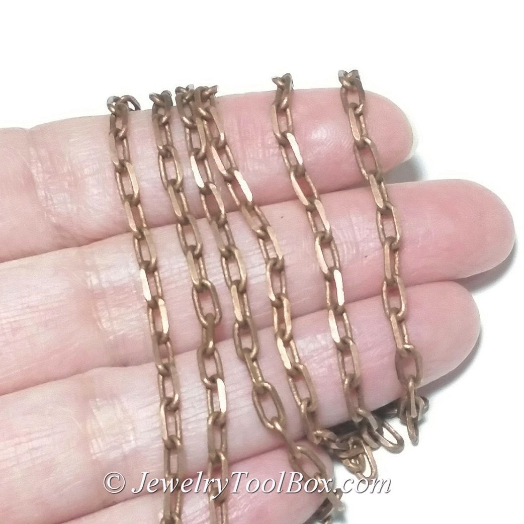Copper Rolo Chain, Antique Copper Chain, Brass, Soldered, 6x3mm, 1mm t ...