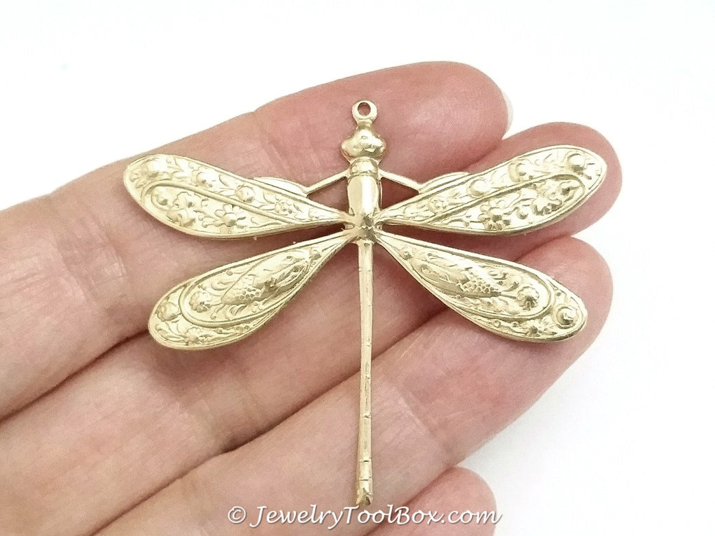 Extra Large Dragonfly Charm, 1 Loop, Brass, Lot Size 2, #07R - Jewelry ...