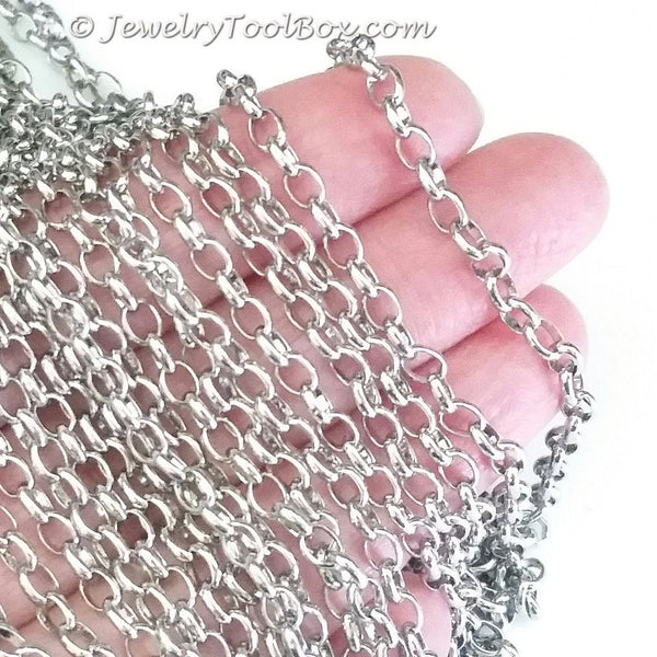 Stainless Steel Rolo Style Jewelry Chain, Soldered Closed Links, 3.5x4 ...