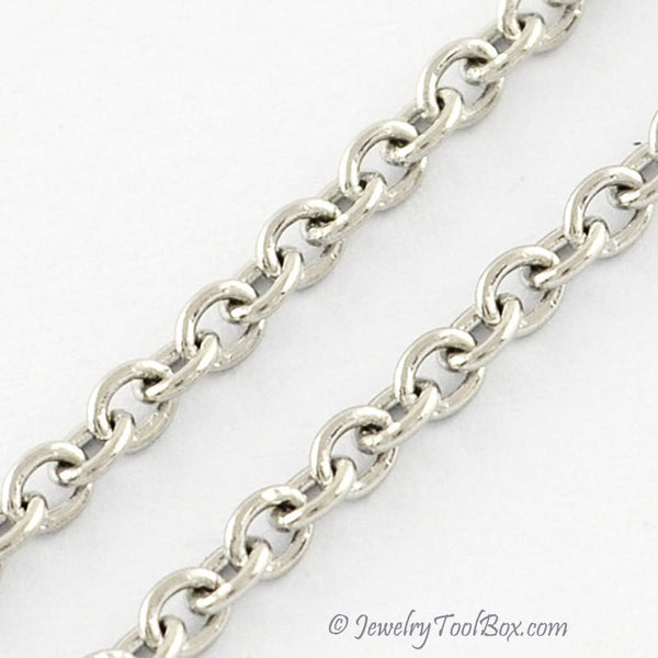 Fine Stainless Steel Soldered Closed Link Chain, 2x1.5x0.4mm, 316 Stai ...